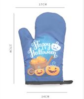 China Printed Cotton Oven Mitts 25x15cm Ribbed Kitchen Glove for Heat Protection for sale