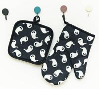 China Printed Cotton Oven Mitts 25x15cm Ribbed Kitchen Glove for Heat Protection for sale