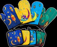 China Printed Cotton Oven Mitts 25x15cm Ribbed Kitchen Glove for Heat Protection for sale