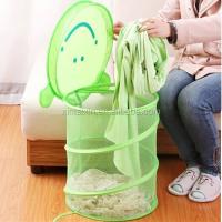 China Travel Collapsible Mesh Laundry Basket Popup Laundry Hamper 38x45cm Foldable for sale
