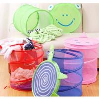 China Bathroom Mesh Popup Polyester Foldable Laundry Basket With Cover for sale