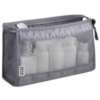 China Clear Toiletry Bag 26x15x9cm Polyester Mesh Makeup Cosmetic Bag Eco Friendly Custom Logo for sale