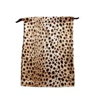 China Custom Logo Velvet Drawstring Gift Pouch 12x12cm Small Jewelry Bag Reusable Leopard Suede Pocket for sale
