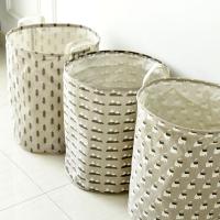 China Customizable Foldable Laundry Basket 40x50cm Jute Canvas Storage Bin with Lid for sale