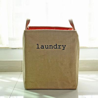 China Foldable Jute Wicker Laundry Basket 40x36x26cm Stackable Dirty Clothes Hamper for sale