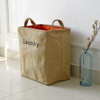 China Foldable Jute Wicker Laundry Basket 40x36x26cm Stackable Dirty Clothes Hamper for sale