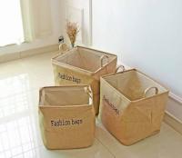 China Foldable Jute Wicker Laundry Basket 40x36x26cm Stackable Dirty Clothes Hamper for sale