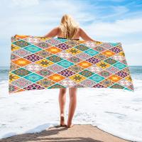 China Custom Polyester Beach Towel 140x70cm Quick Dry Sunscreen Blanket for Women for sale