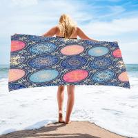 China Custom Polyester Beach Towel 140x70cm Quick Dry Sunscreen Blanket for Women for sale