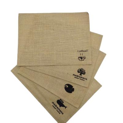 China Waterproof Burlap Jute Tea Towel 28x38 cm Eco-Friendly Reusable Coffee Cup Mat for Home Hotel Restaurant for sale