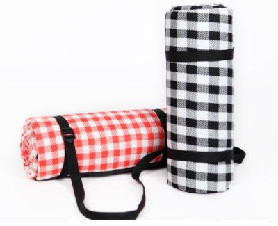 China Customised logo tartan foldable camping picnic mat with waterproof PEVA backing for sale
