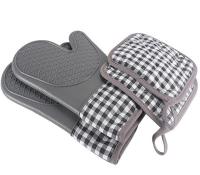 China Heat Resistant Silica Gel Cotton Oven Gloves 25x35cm Kitchen Protection for sale