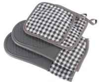 China Heat Resistant Silica Gel Cotton Oven Gloves 25x35cm Kitchen Protection for sale