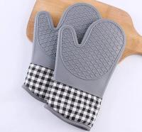 China Heat Resistant Silica Gel Cotton Oven Gloves 25x35cm Kitchen Protection for sale