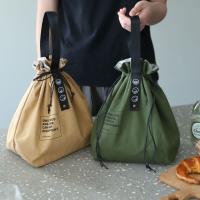 China Customized Insulated Bento Bag Wide Opening Canvas Drawstring Lunch Bag for sale