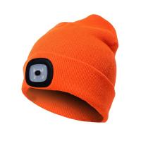 China USB Rechargeable LED Beanie Hat 21.5x17cm Acrylic Knit Cap for Outdoor Sports for sale