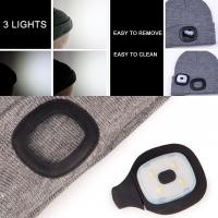 China USB Rechargeable LED Beanie Hat 21.5x17cm Acrylic Knit Cap for Outdoor Sports for sale