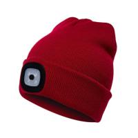 China USB Rechargeable LED Beanie Hat 21.5x17cm Acrylic Knit Cap for Outdoor Sports for sale