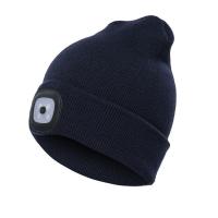 China USB Rechargeable LED Beanie Hat 21.5x17cm Acrylic Knit Cap for Outdoor Sports for sale