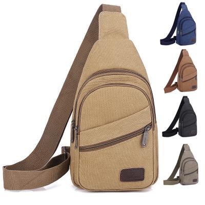 China Custom Canvas Men Sling Crossbody Bag 100pcs MOQ Outdoor Sports Chest Messenger Pack for sale
