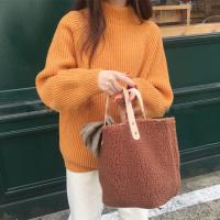 China Women Winter Lamb Wool Crossbody Shoulder Bag 20x10cm Warm Casual Handbag Beige Khaki for sale
