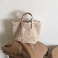 China Women Winter Lamb Wool Crossbody Shoulder Bag 20x10cm Warm Casual Handbag Beige Khaki for sale
