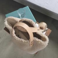 China Women Winter Lamb Wool Crossbody Shoulder Bag 20x10cm Warm Casual Handbag Beige Khaki for sale