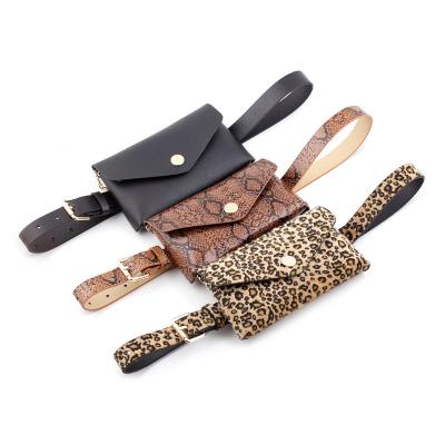 China PU Leather Waist Bag 2 in 1 Ladies Belt Fanny Pack 20x10cm Adjustable Strap for sale
