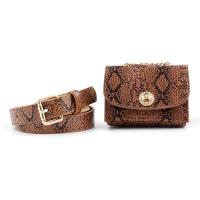 China PU Leather Waist Bag 2 in 1 Ladies Belt Fanny Pack 20x10cm Adjustable Strap for sale