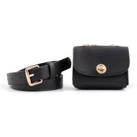 China PU Leather Waist Bag 2 in 1 Ladies Belt Fanny Pack 20x10cm Adjustable Strap for sale