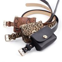 China PU Leather Waist Bag 2 in 1 Ladies Belt Fanny Pack 20x10cm Adjustable Strap for sale