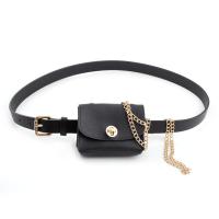 China PU Leather Waist Bag 2 in 1 Ladies Belt Fanny Pack 20x10cm Adjustable Strap for sale