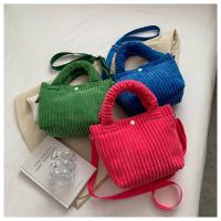 China Custom Cotton Corduroy Women's Crossbody Bag 20x10cm Eco-Friendly Nylon Button Shoulder Bag for sale