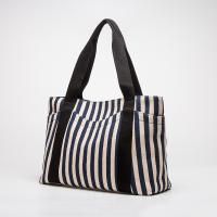 China Simple Stripe Diagonal Canvas Tote Bags Single Shoulder Bag for sale