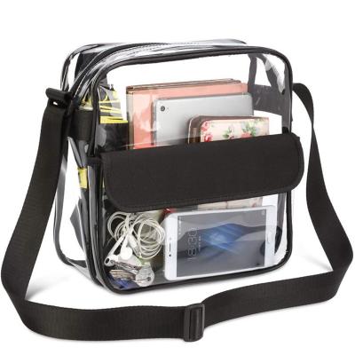 China Custom Logo Clear Crossbody Purse Bag Stadium Approved PVC Shoulder Tote 11x4.5x10.5 cm for sale