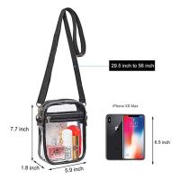 China Clear PVC Crossbody Bag Stadium Approved Small Square Shoulder Phone Bag 11x4.5x10.5 cm for sale