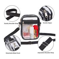 China Clear PVC Crossbody Bag Stadium Approved Small Square Shoulder Phone Bag 11x4.5x10.5 cm for sale
