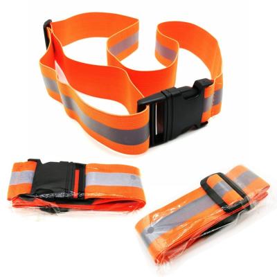 China High Visibility Reflective Safety Belt Adjustable 60-110cm Night Running Gear Elastic Waist Belt for sale