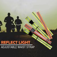 China High Visibility Reflective Safety Belt Adjustable 60-110cm Night Running Gear Elastic Waist Belt for sale