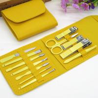 China Stainless Steel Manicure Set 16Pcs Nail Clippers Kit with Leather Case for Professional Home Use for sale