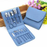 China Stainless Steel Manicure Set 16Pcs Nail Clippers Kit with Leather Case for Professional Home Use for sale