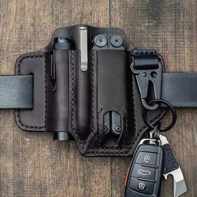 China Wholesale Tactical Multi Tool Belt Leather Holster 20x10cm Outdoor Camping Hunting Waist Pouch for sale