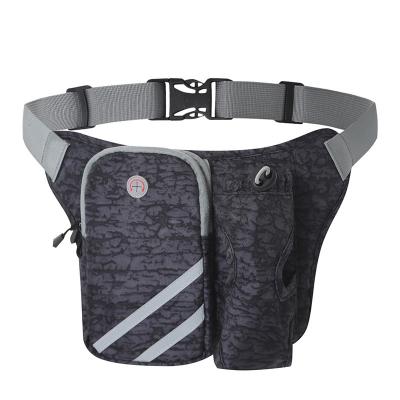 China Customized Running Waist Bag for Phone Water Bottle Sports Fanny Pack 20x10cm Nylon Dual Pocket Running Belt for sale