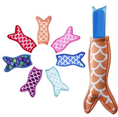 China Custom Neoprene Popsicle Bags 16cm Anti Freezing Ice Pop Sleeves Fish Pattern Cooler Holders for sale