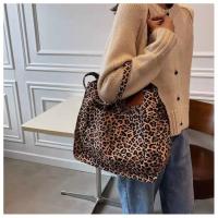 China Women Leopard Print Eco Canvas Tote Bag 32x28x14 cm Animal Pattern Shopping for sale