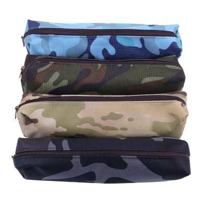 China Custom Camouflage Pencil Case Canvas Pencil Bag 21x7cm Reversible Sequins School Stationery Box for sale