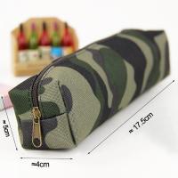 China Custom Camouflage Pencil Case Canvas Pencil Bag 21x7cm Reversible Sequins School Stationery Box for sale