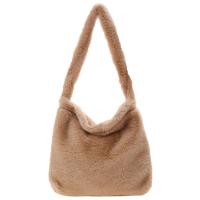 China Wholesale Leopard Print Plush Shoulder Bag for Women Large Capacity 300x250mm Travel Tote for sale