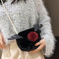 China Luxury Fluffy Reindeer Antler Plush Shoulder Bag 18x16x7 cm Christmas Gift Bag for Kids for sale