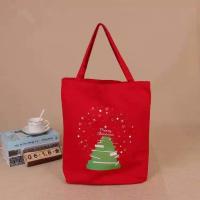 China Custom Christmas Canvas Tote Bag Reusable Santa Shopping Handbag Gift for Kids 40x35cm for sale